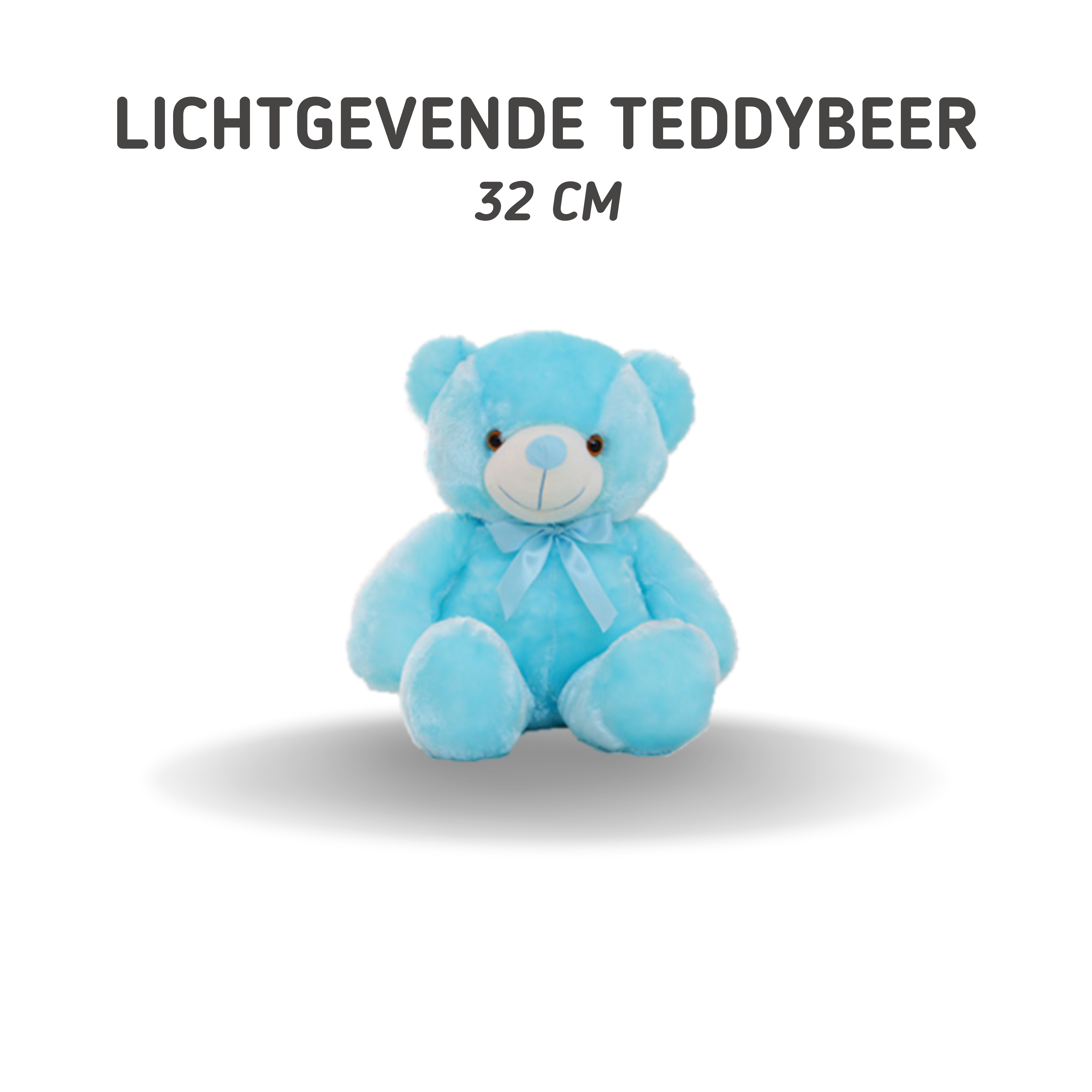 MOLOO Lichtgevend Knuffel Blauw LED Knuffelbeer Hart 32cm Grote Knuffe ...