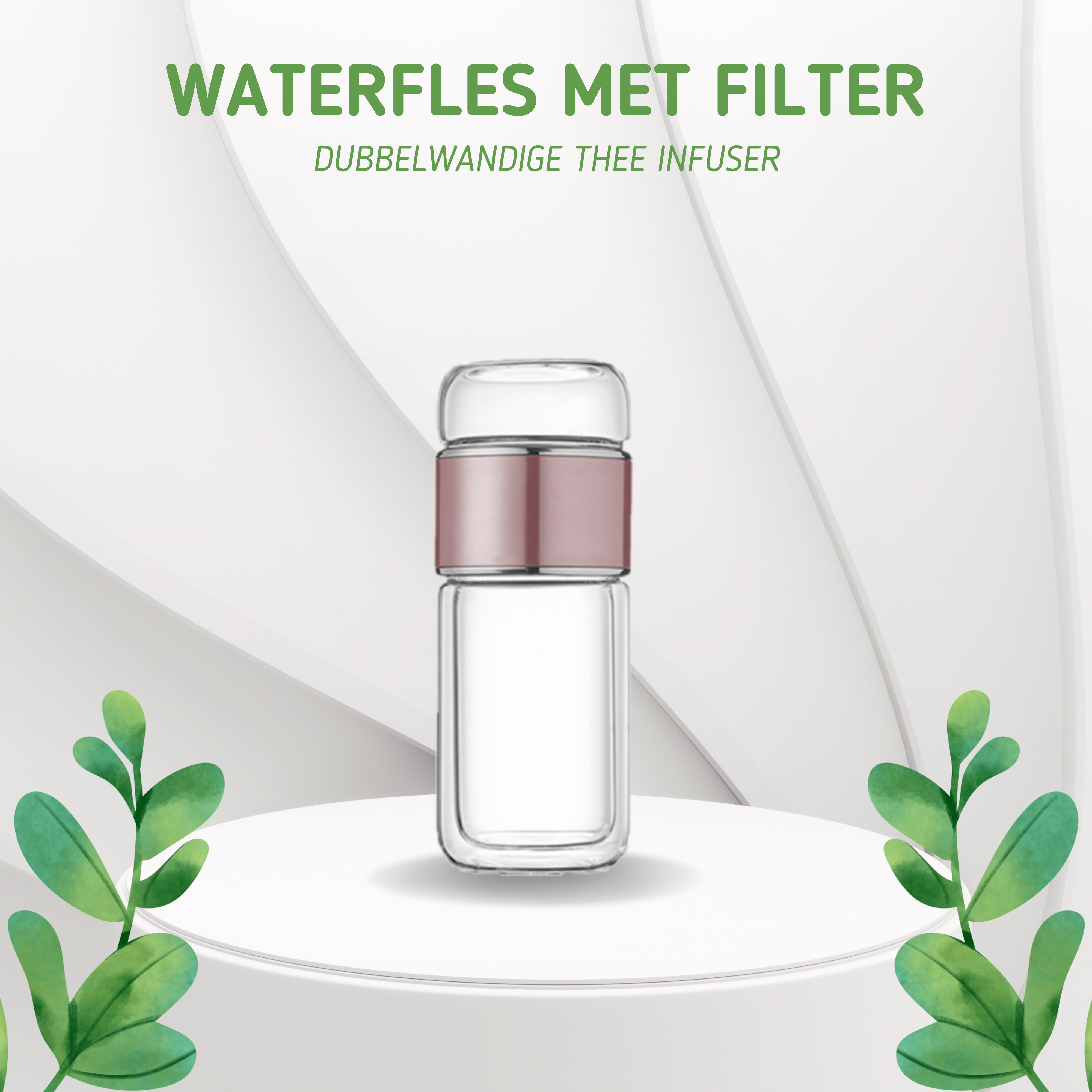 MOLOO Waterfles met Filter - Rose - Thee Infuser - Theefles met Filter ...
