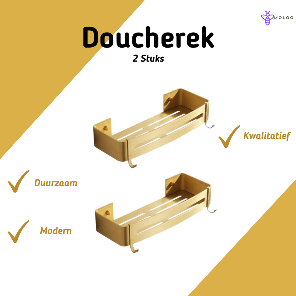 Doucherek - Badkamerrek - Badkamer Accessoires - Goud - 2 Stuks – moloo.nl