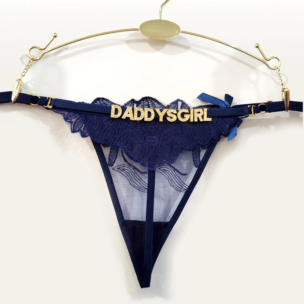 Persoonlijke Blauwe String met Naam - Chique en Uniek Ontwerp – moloo.nl